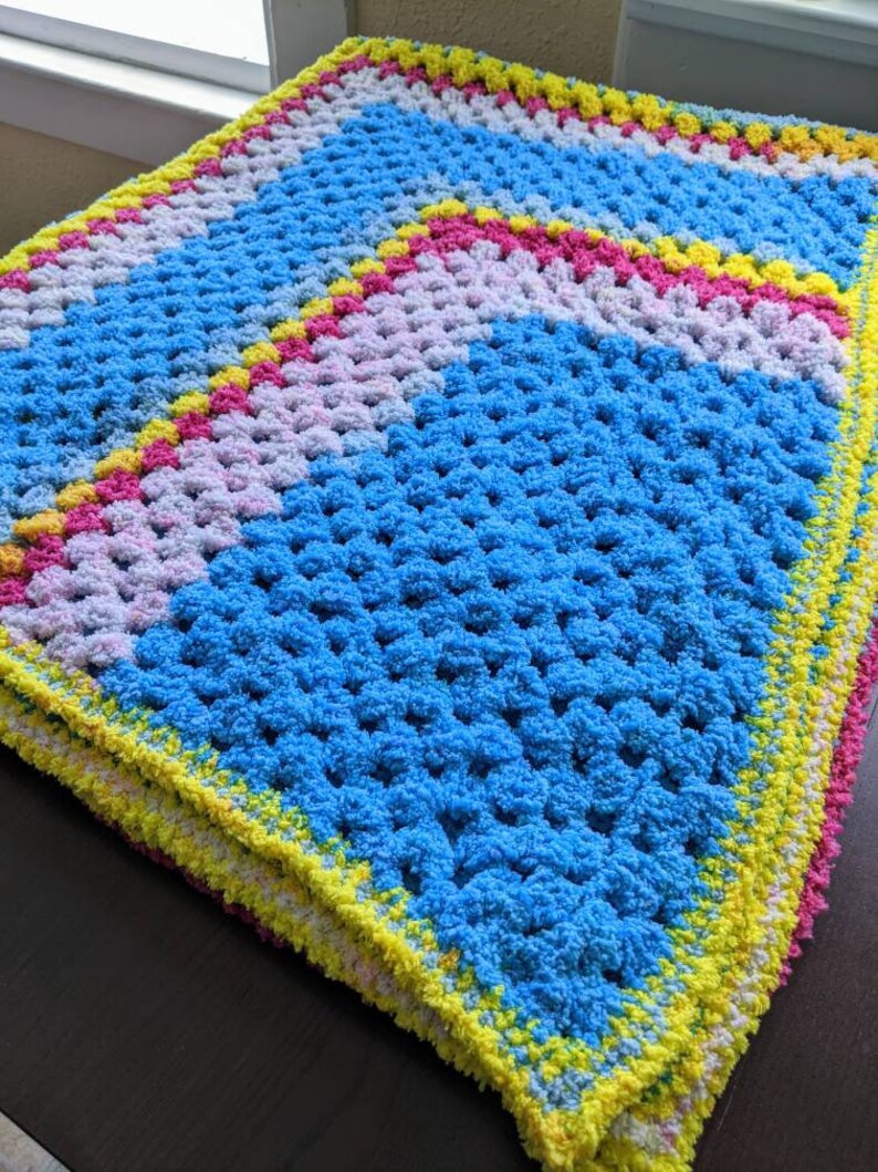 Mitered in the Middle Crochet Blanket, Handmade Blanket, Crochet Throw ...