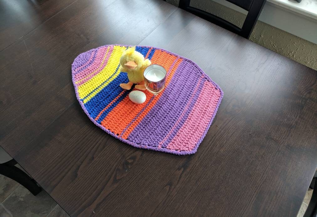 Easter Egg Placemats-set of 4 Handmade Crochet Pink Blue Yellow Orange ...