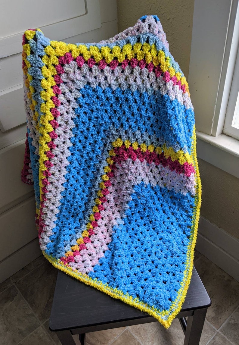 Mitered in the Middle Crochet Blanket, Handmade Blanket, Crochet Throw ...