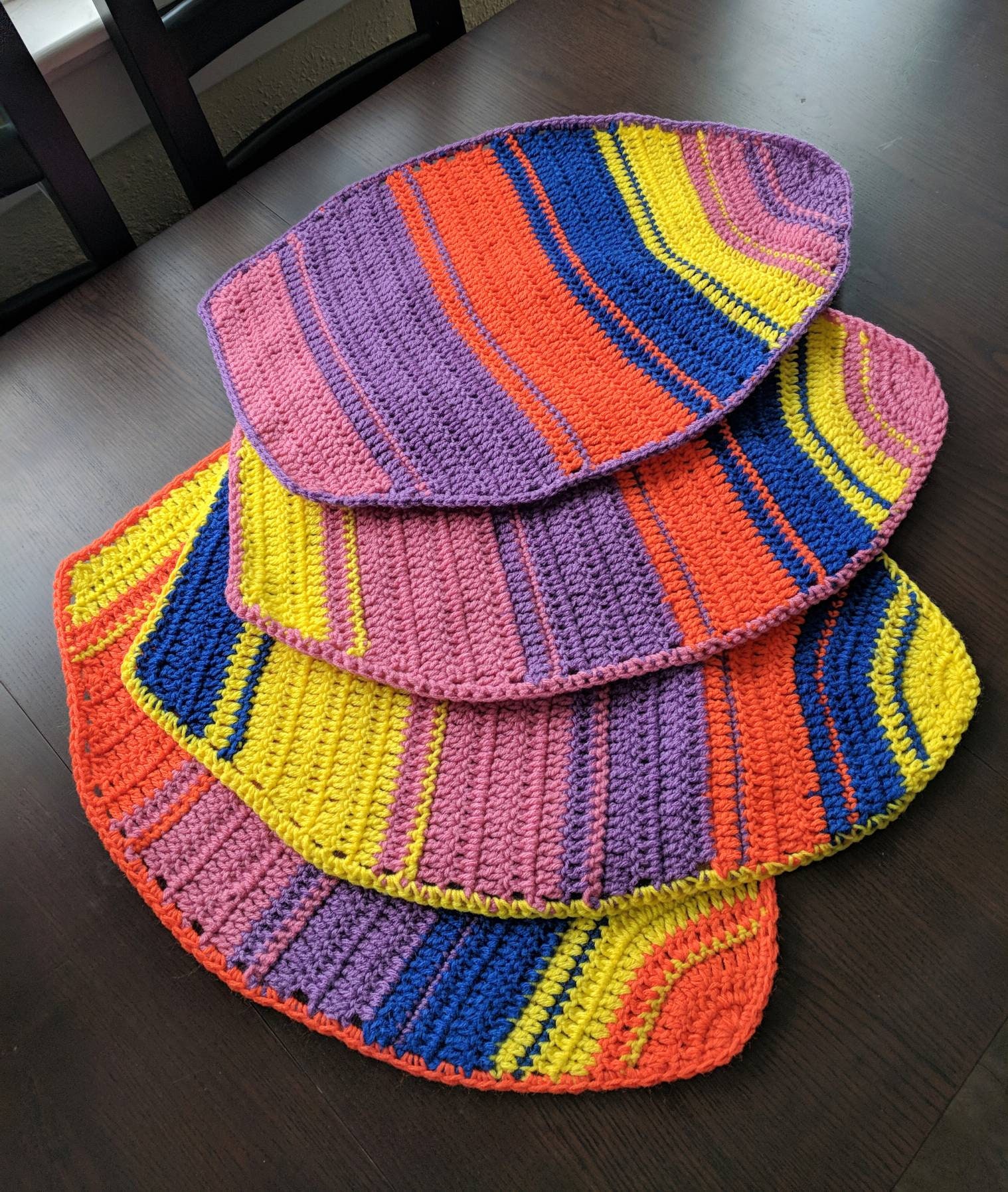 Easter Egg Placemats-set of 4 Handmade Crochet Pink Blue Yellow Orange ...