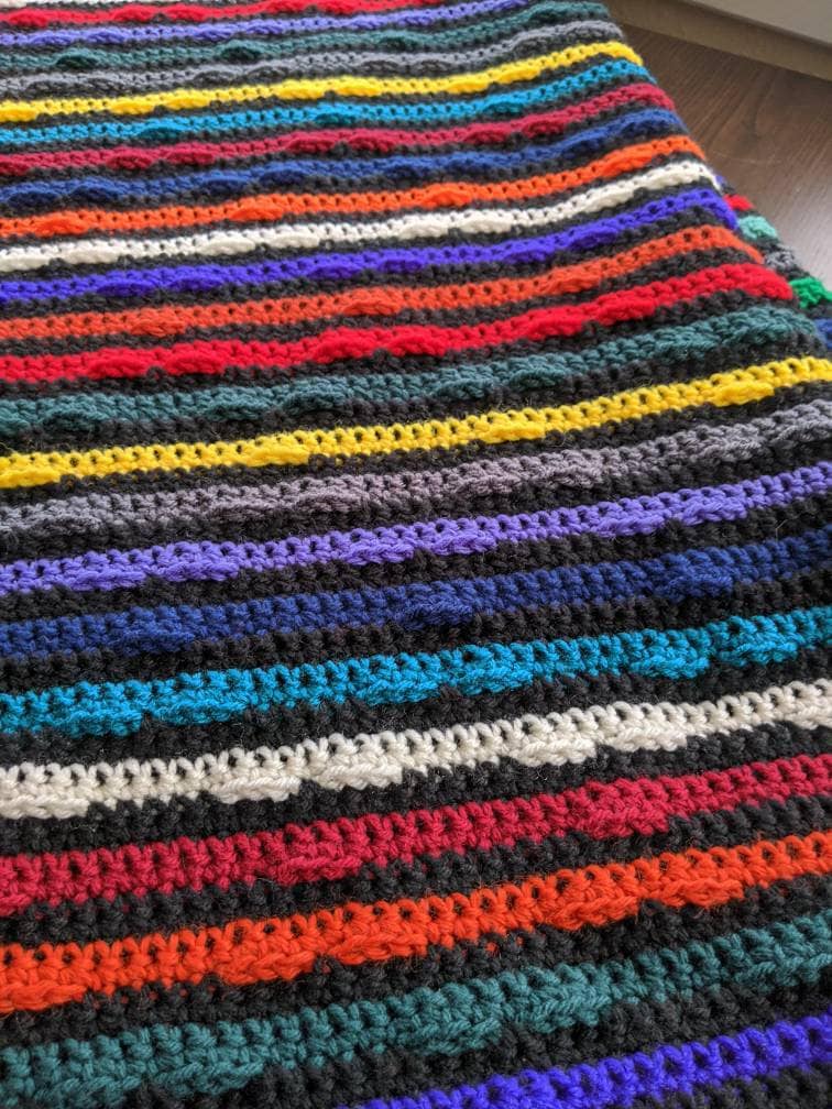 Geometric Multicolor Crochet Afghan, Crochet Blanket, Handmade Blanket ...