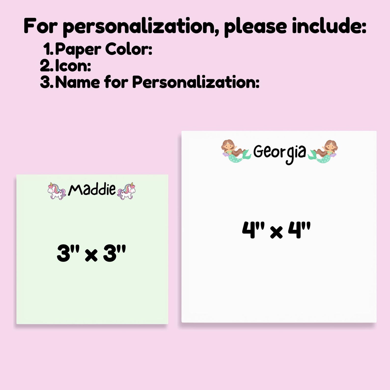 Personalized Sticky Notes for Kids, Custom Kids Sticky Notes, Kids ...