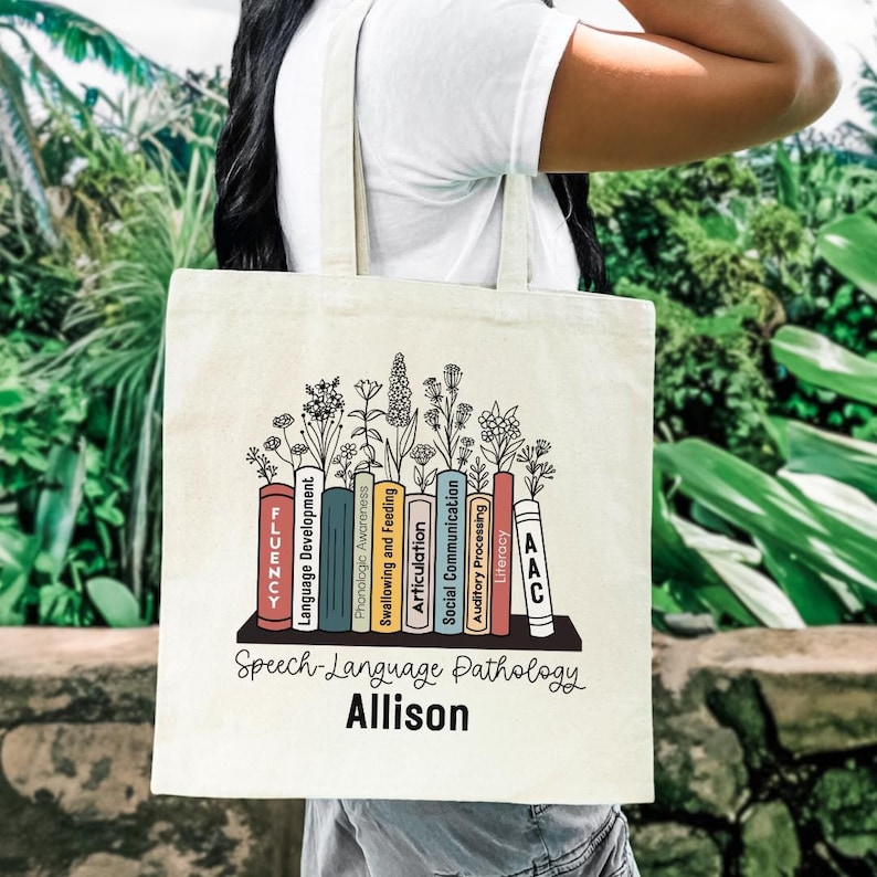 Personalized Speech-language Pathology Tote Bag Books, SLP Gift for ...