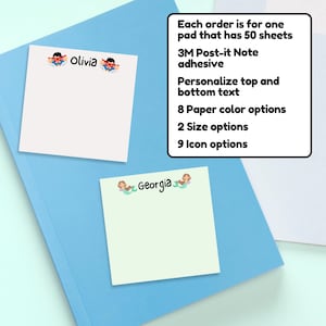 Personalized Sticky Notes for Kids, Custom Kids Sticky Notes, Kids ...