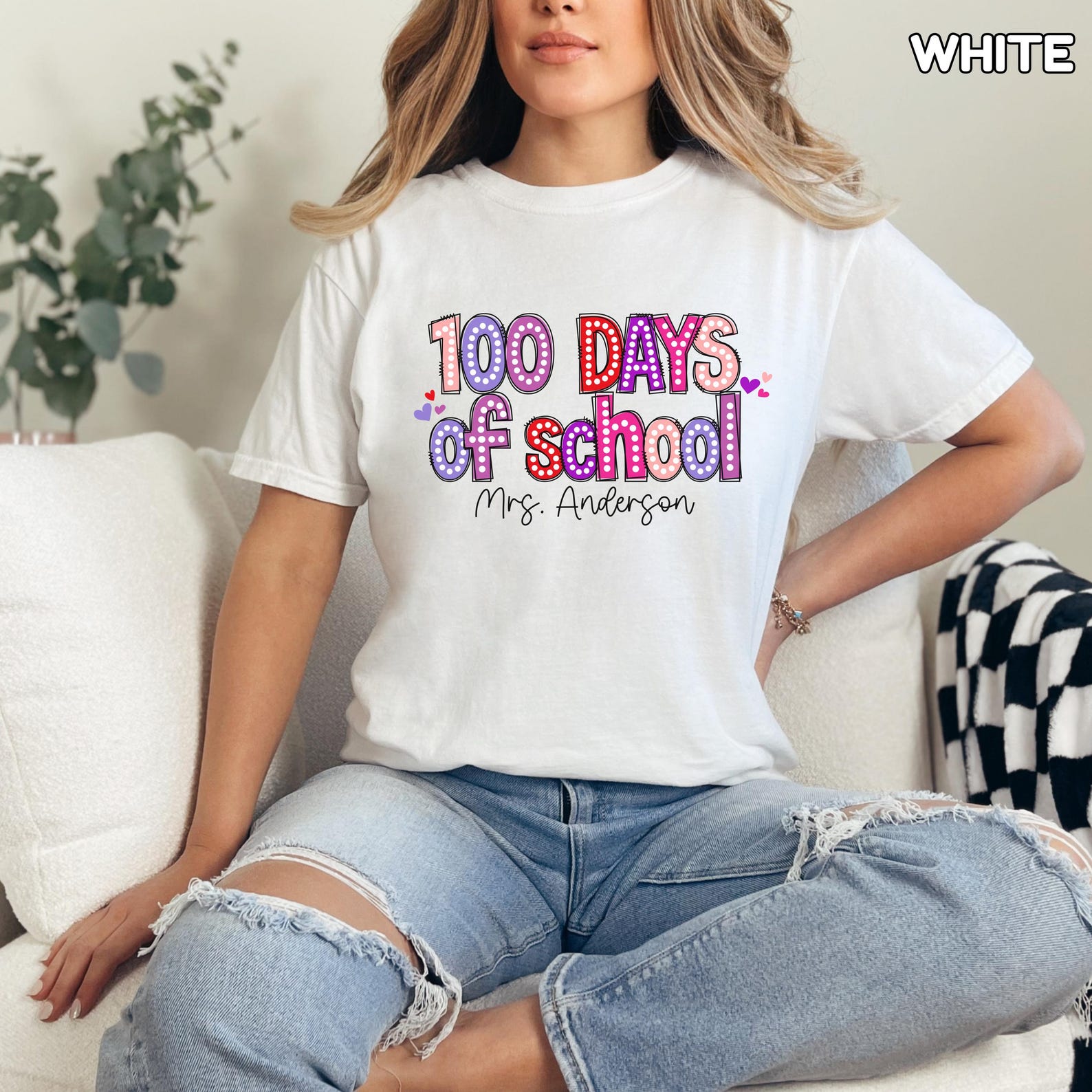 Personalized 100 Days of School Doodle Letters Shirt, Customized 100th ...