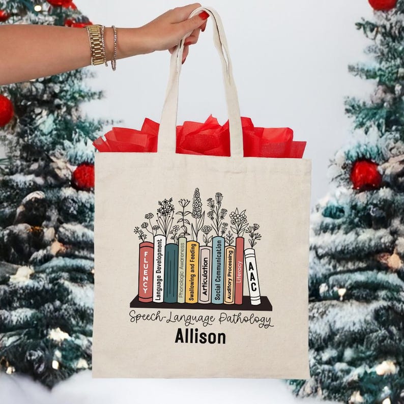 Personalized Speech-language Pathology Tote Bag Books, SLP Gift for ...