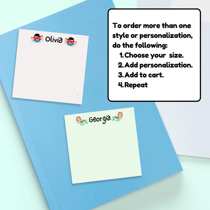 Personalized Sticky Notes for Kids, Custom Kids Sticky Notes, Kids ...