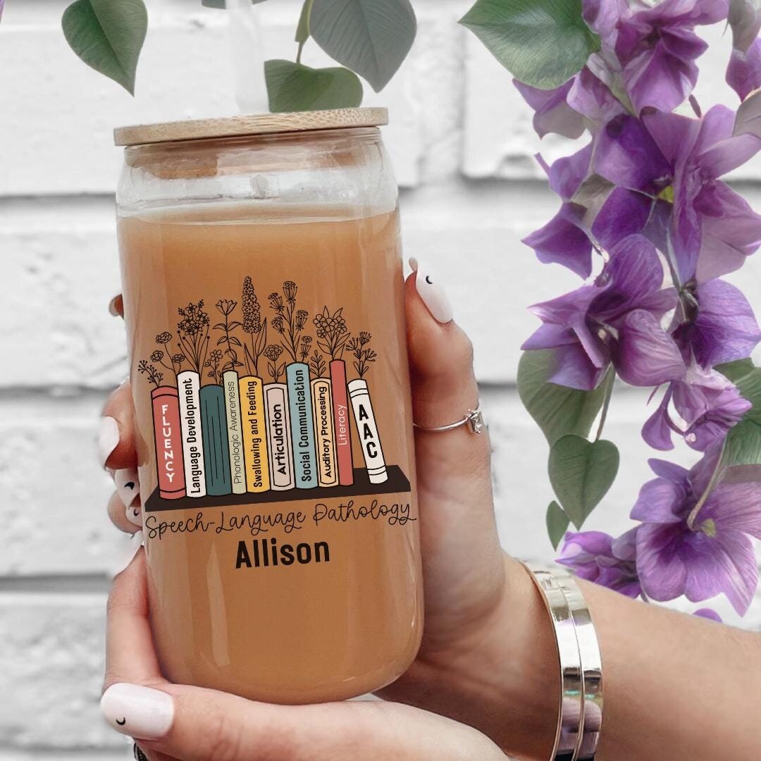 Personalized Speech Language Pathology Ice Coffee Cup, SLP Coffee Cup ...