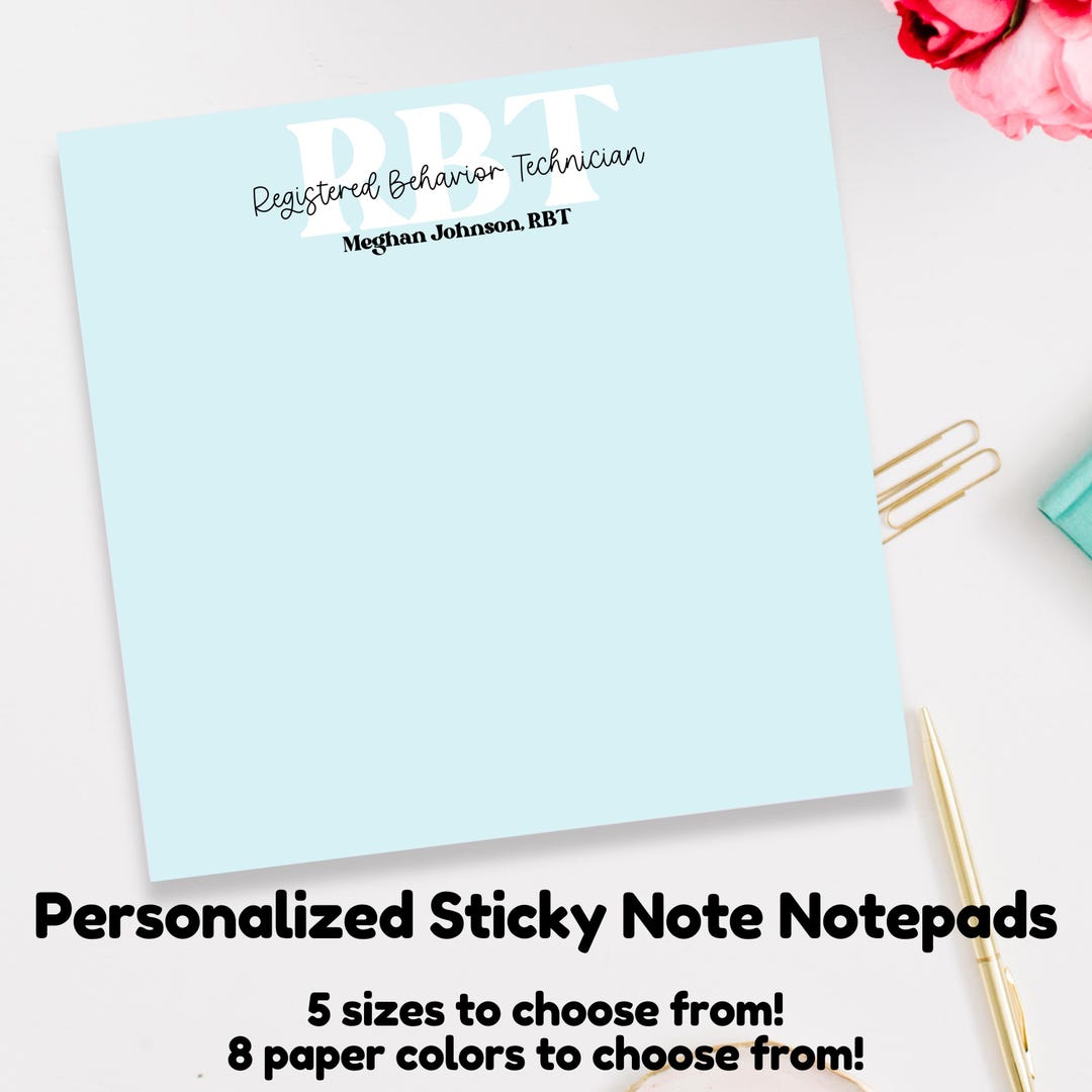 Personalized Post-it Sticky Notes for RBT, Custom to Do List Notepad ...