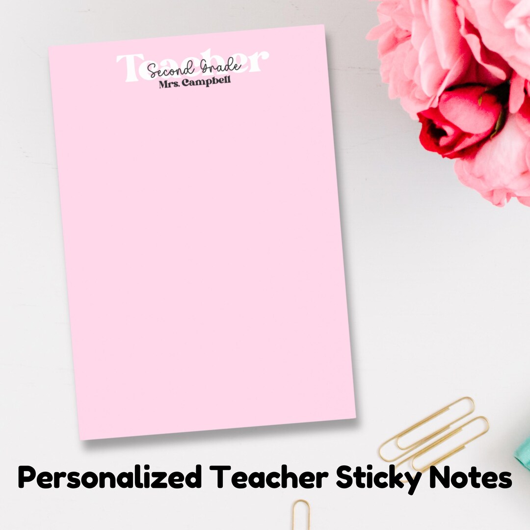 Personalized Teacher Sticky Notes Notepad, Teacher Appreciate Gifts ...