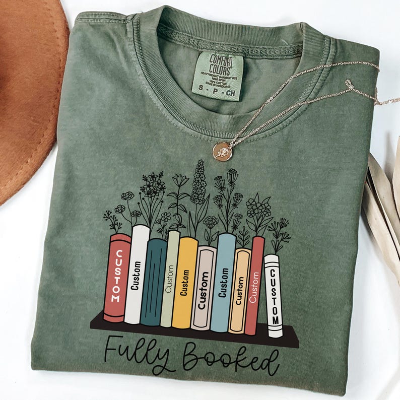 Comfort Colors Custom Bookshelf Tshirt, Personalized Favorite Books ...