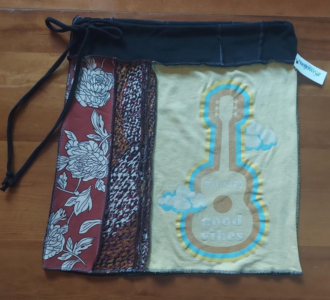 S Upcycled Recycled Repurposed Guitar Mile of Music Good Vibes Tshirt ...