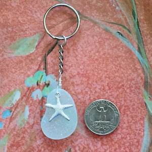 Sea Glass Key Chain - Starfish Key Ring, Seaglass and Starfish Keychain ...