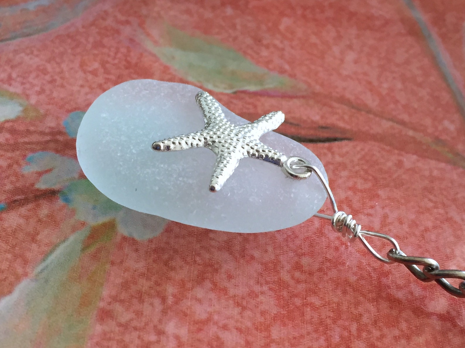 Sea Glass Key Chain - Starfish Key Ring, Seaglass and Starfish Keychain ...