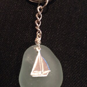 Sea Glass Key Chain - Shell, Sand Dollar, Sailboat, Starfish or Turtle ...