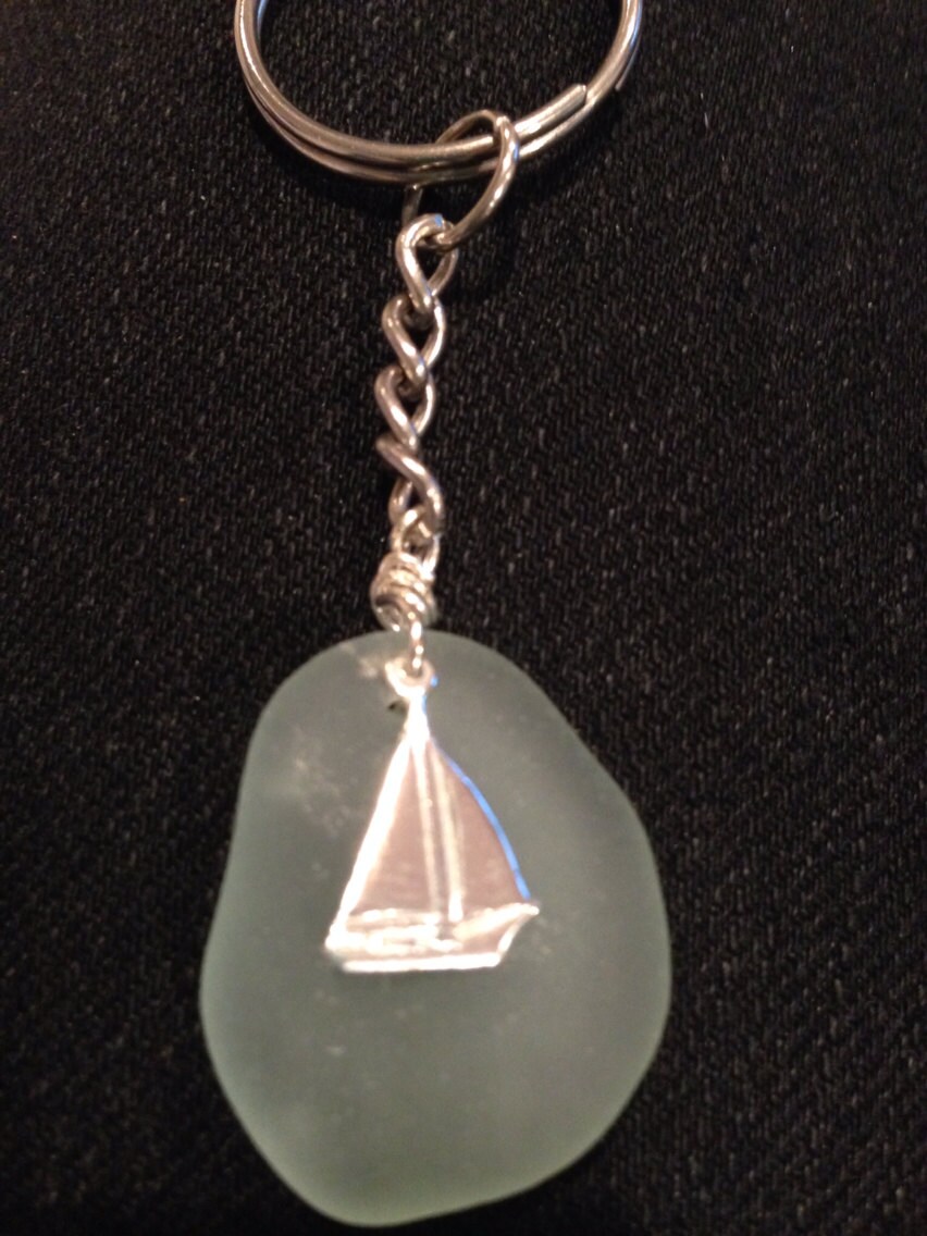 Sea Glass Key Chain Shell Sand Dollar Sailboat Starfish | Etsy