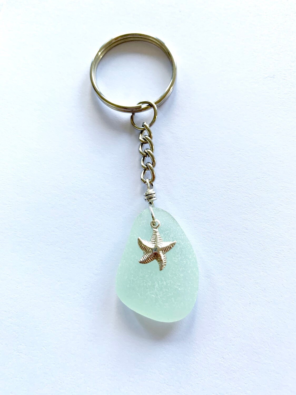 Sea Glass Key Chain - Shell, Sand Dollar, Sailboat, Starfish or Turtle ...