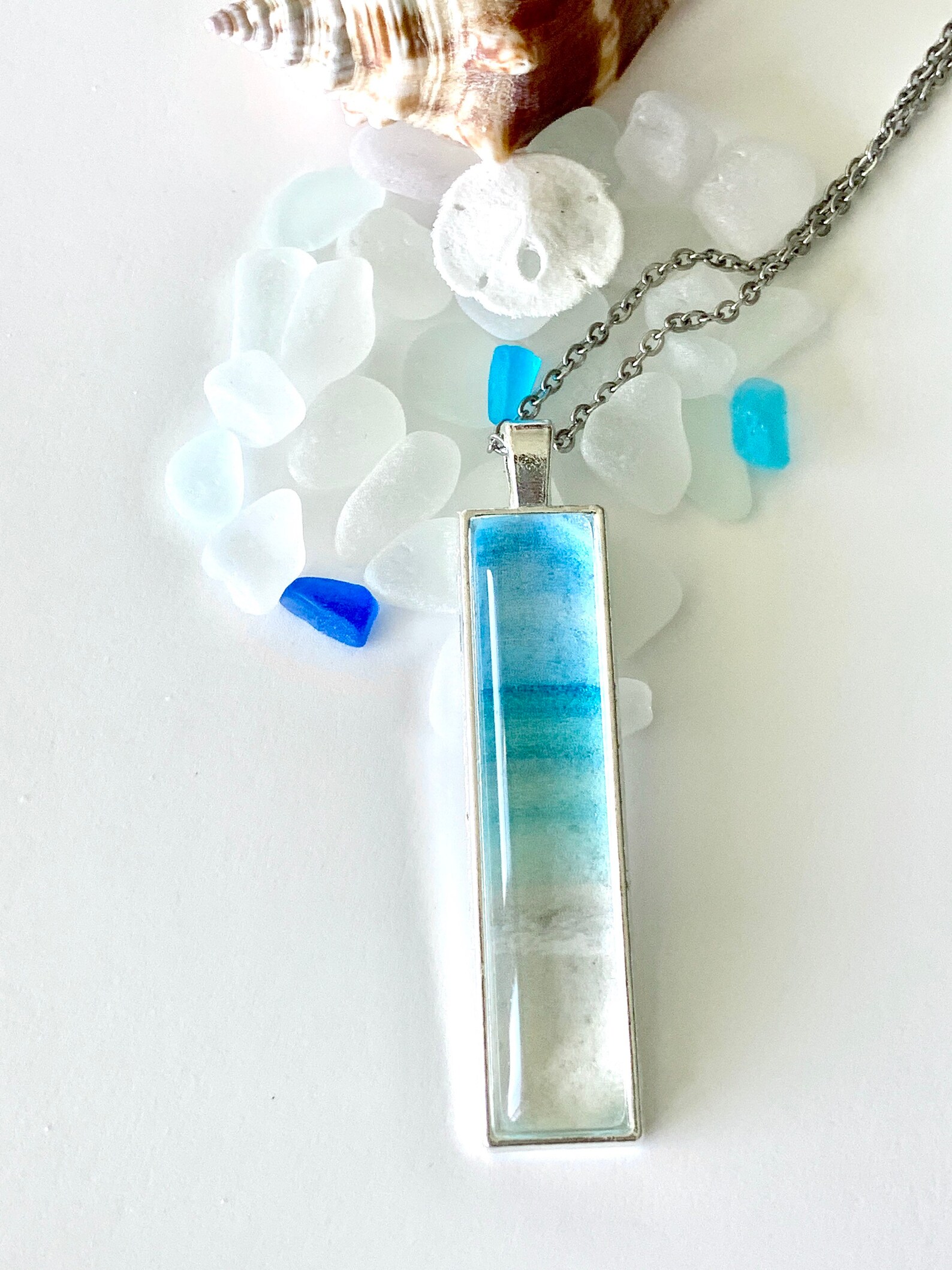 Beach Scene Necklace Ocean Colors Photo Necklace Beachy - Etsy