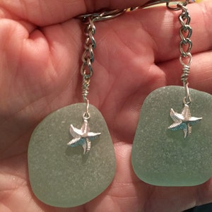 Sea Glass Key Chain - Shell, Sand Dollar, Sailboat, Starfish or Turtle ...
