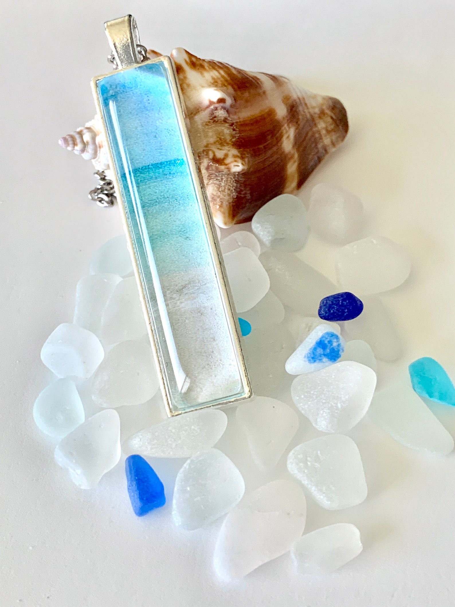 Beach Scene Necklace Ocean Colors Photo Necklace Beachy - Etsy