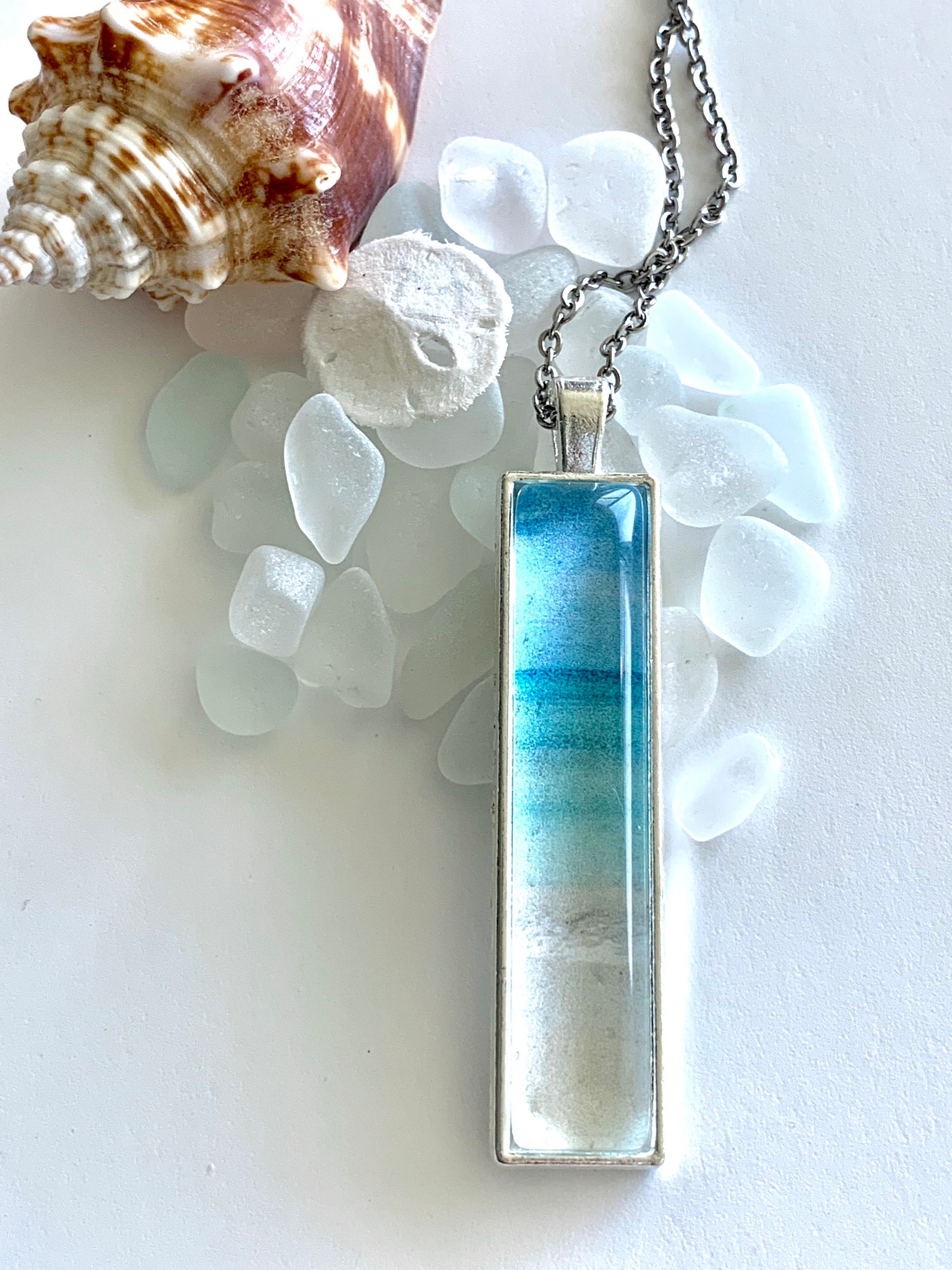 Beach Scene Necklace Ocean Colors Photo Necklace Beachy - Etsy