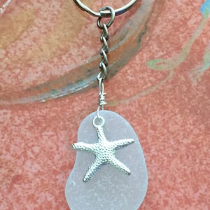 Sea Glass Key Chain - Starfish Key Ring, Seaglass and Starfish Keychain ...