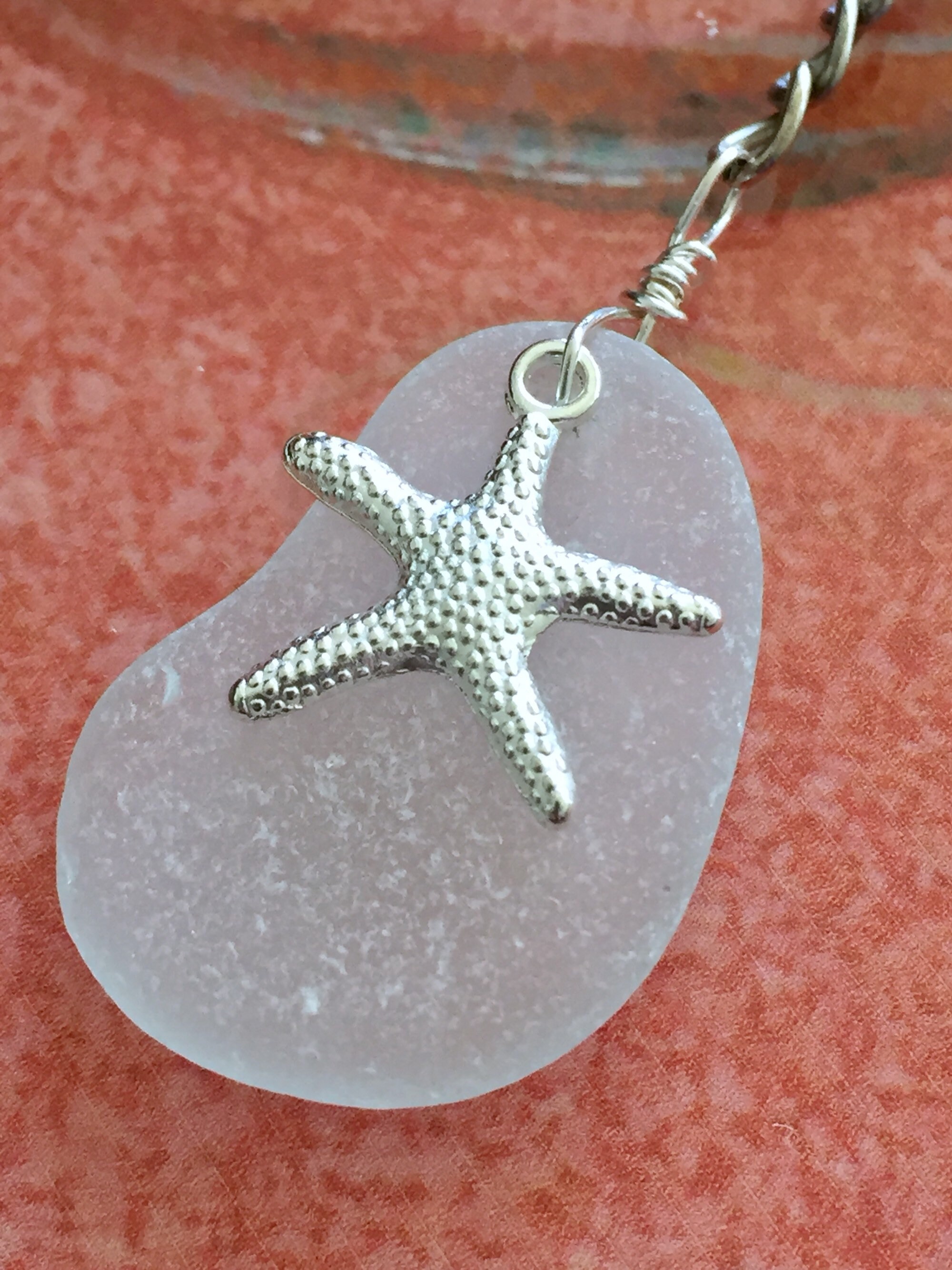 Sea Glass Key Chain - Starfish Key Ring, Seaglass and Starfish Keychain ...