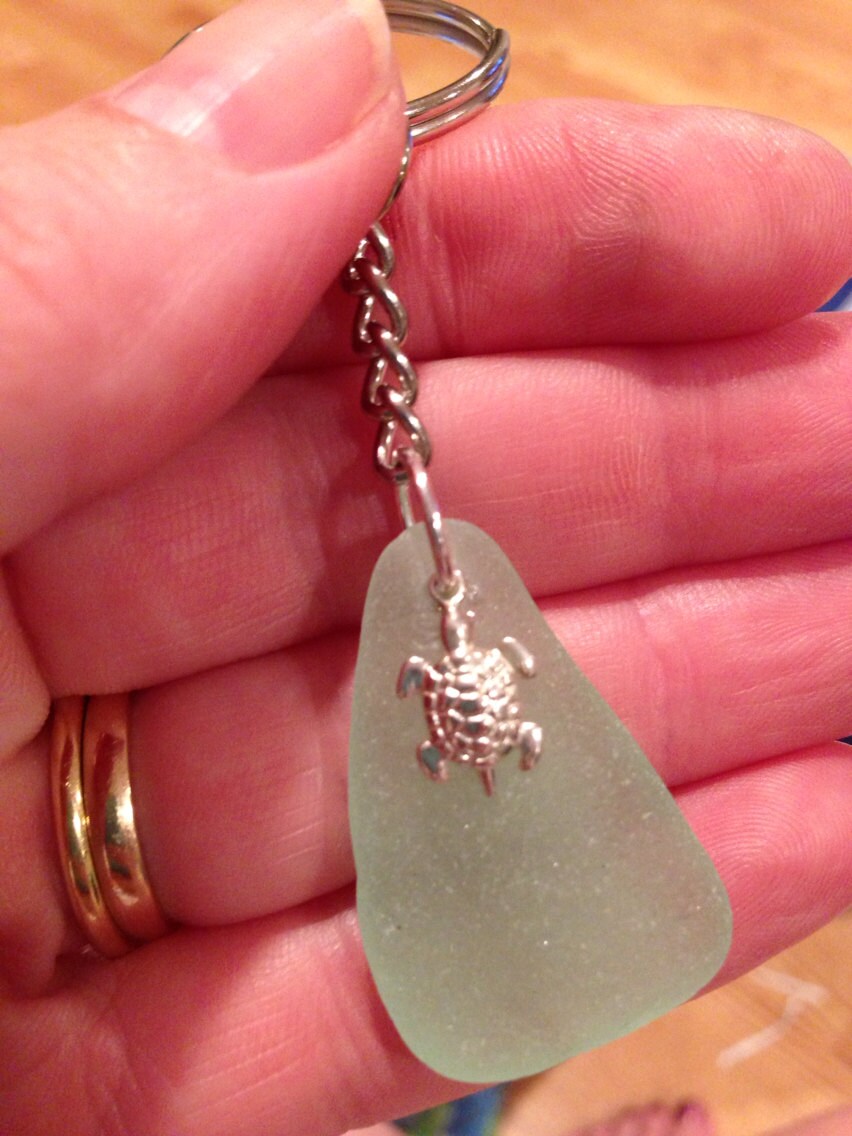 Sea Glass Key Chain Shell Sand Dollar Sailboat Starfish | Etsy