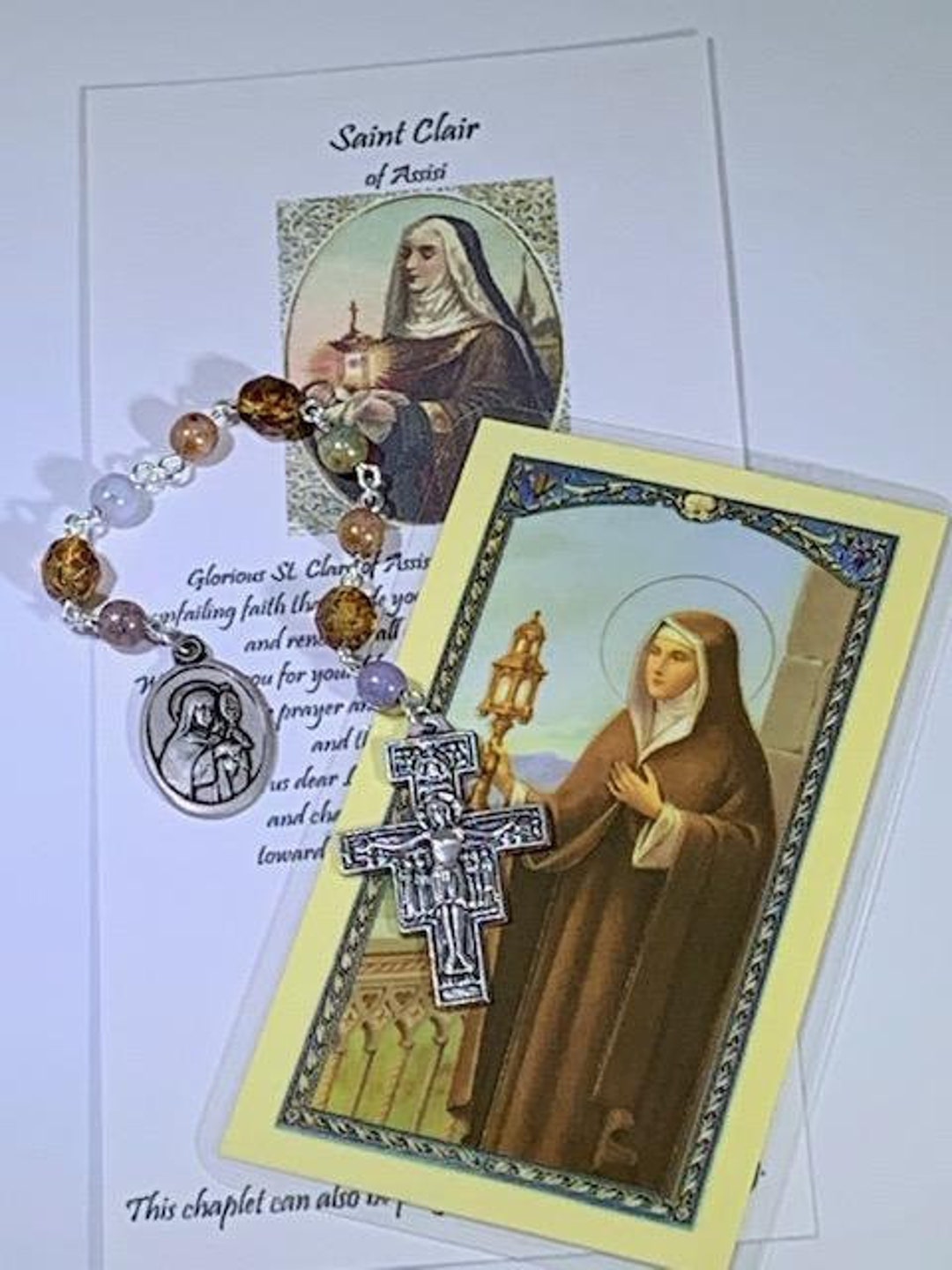 St. Clare/st. Clair/st. Claire of Assisirosary Chapletst - Etsy