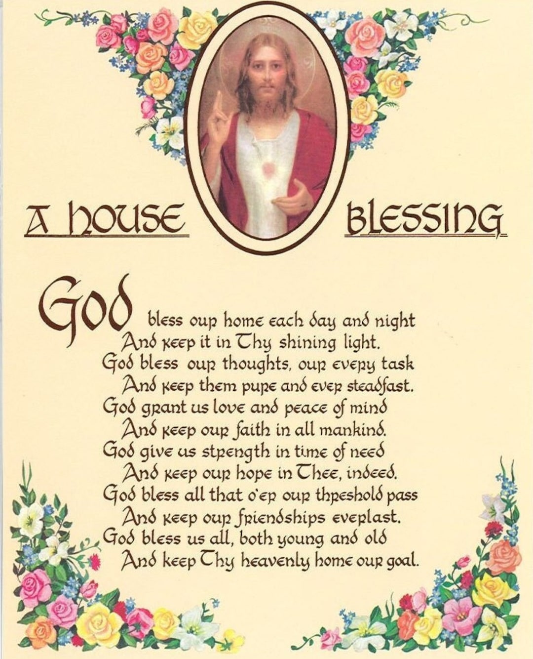 House Blessing 8 X 10jesuscatholic Vintage - Etsy