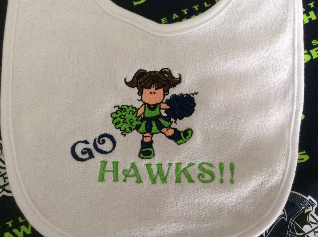 Baby Bib - Seahawk Girls "go Hawks" - Seattle - Seahawks - Cheerleader ...