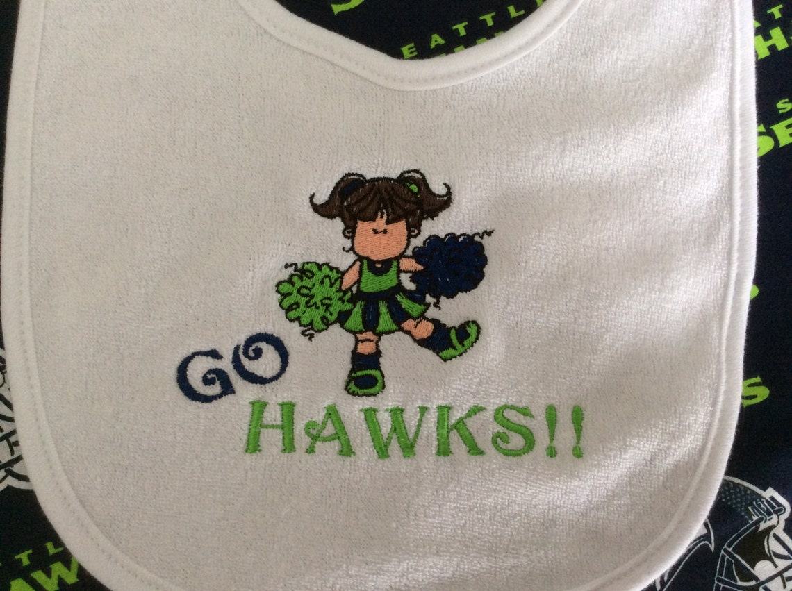 Baby Bib Seahawk Girls go Hawks Seattle - Etsy