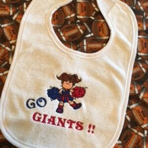 Baby Bib - Giant Girls "go Giants" - NY Giants Bib - NY Giants ...