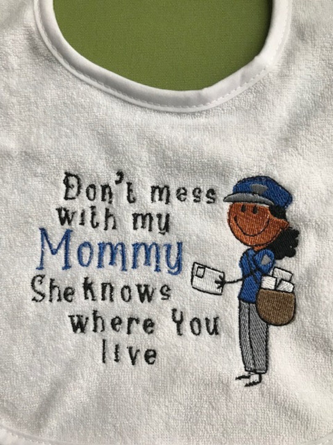 Baby Bib - Post Woman Mommy2 - Mommy Bib - Mailman - Postal Worker ...