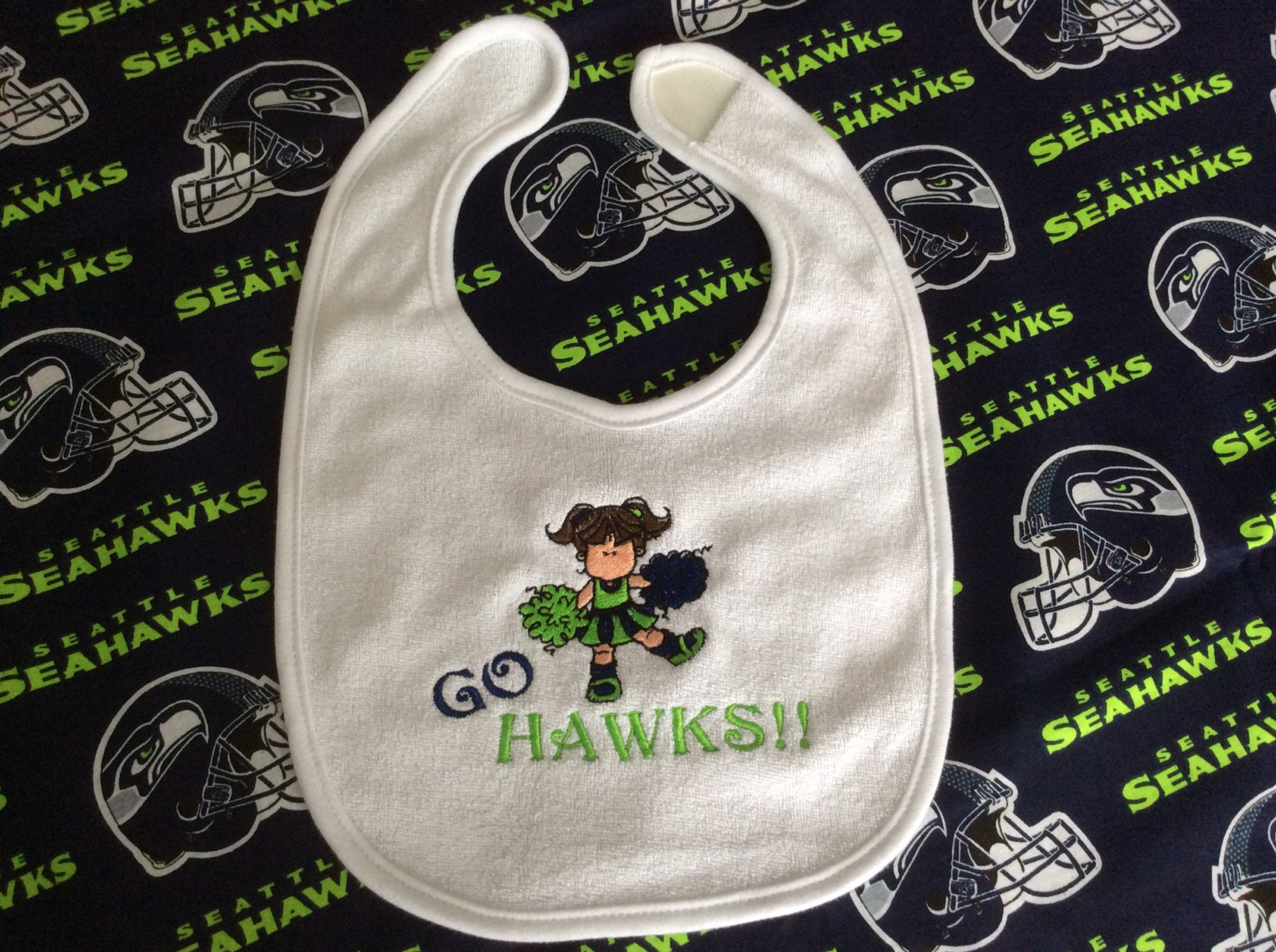 Baby Bib Seahawk Girls GO HAWKS Seattle | Etsy