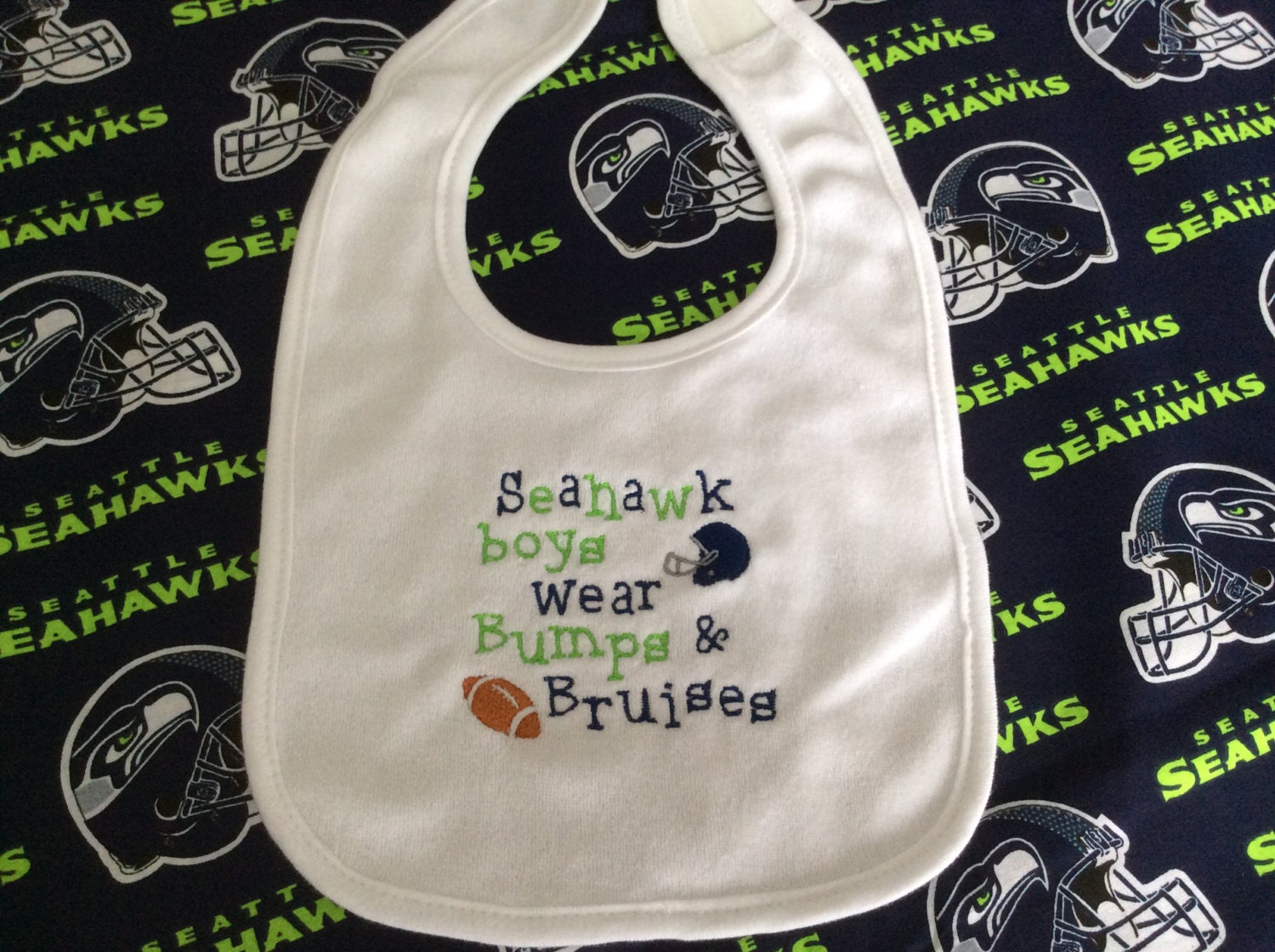 Baby Bib Seahawk Boys Wear Bumps & Bruises Seattle - Etsy