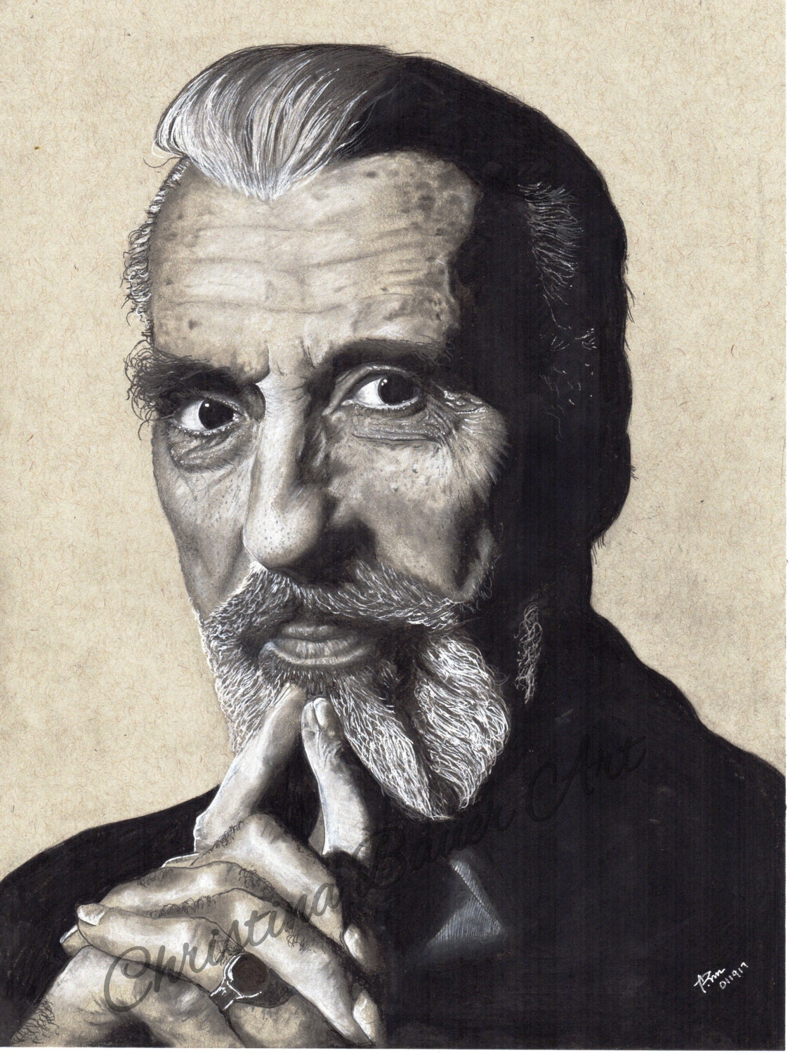 Sir Christopher Lee Drawing ORIGINAL | Etsy
