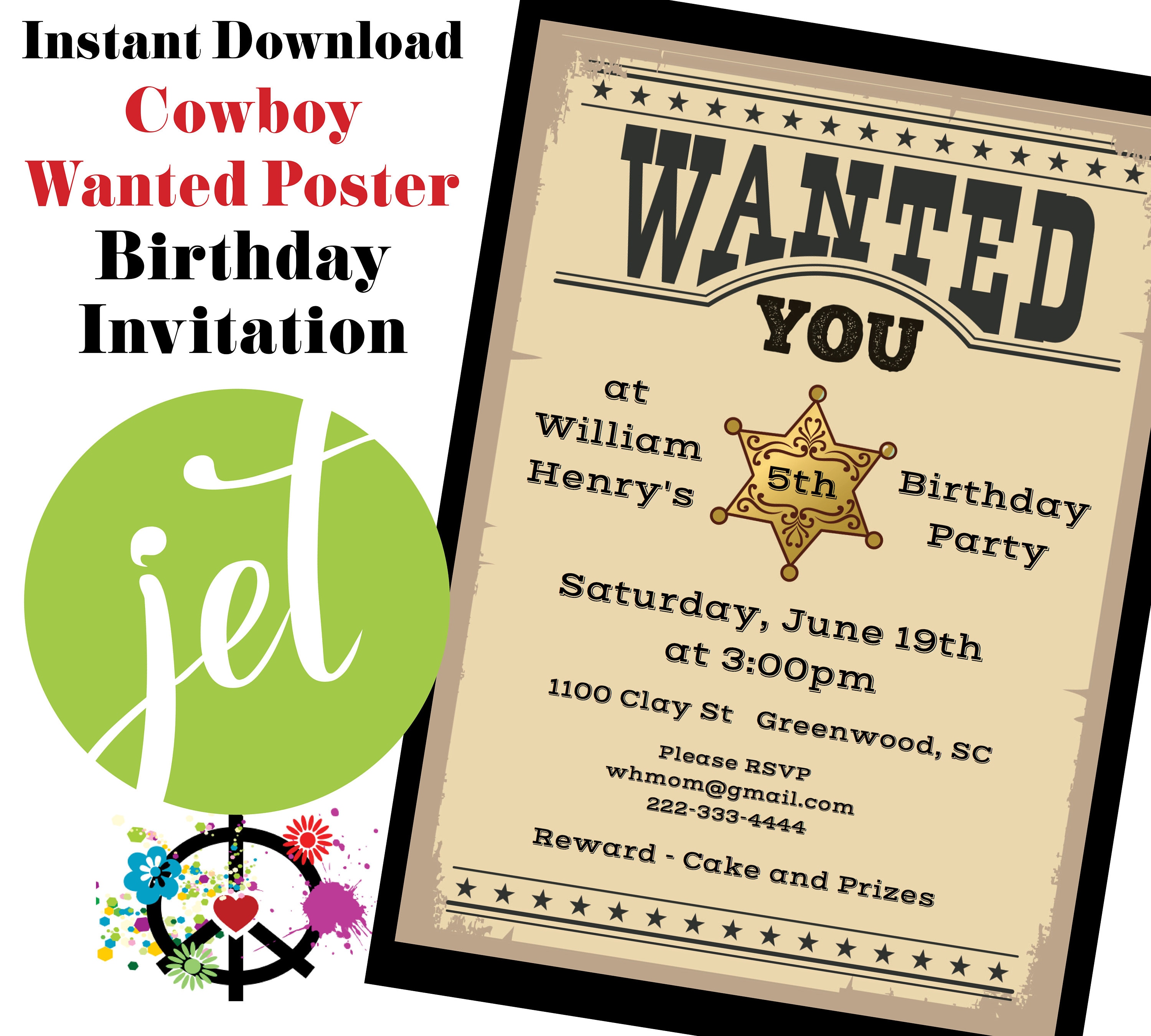 Cowboy Birthday Wanted Poster Party Invitation Yellowstone - Etsy