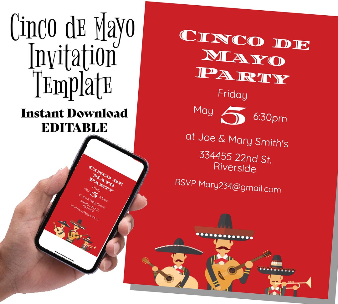 Cinco De Mayo Mariachi Band Printable, Editable Template Invitation - Etsy