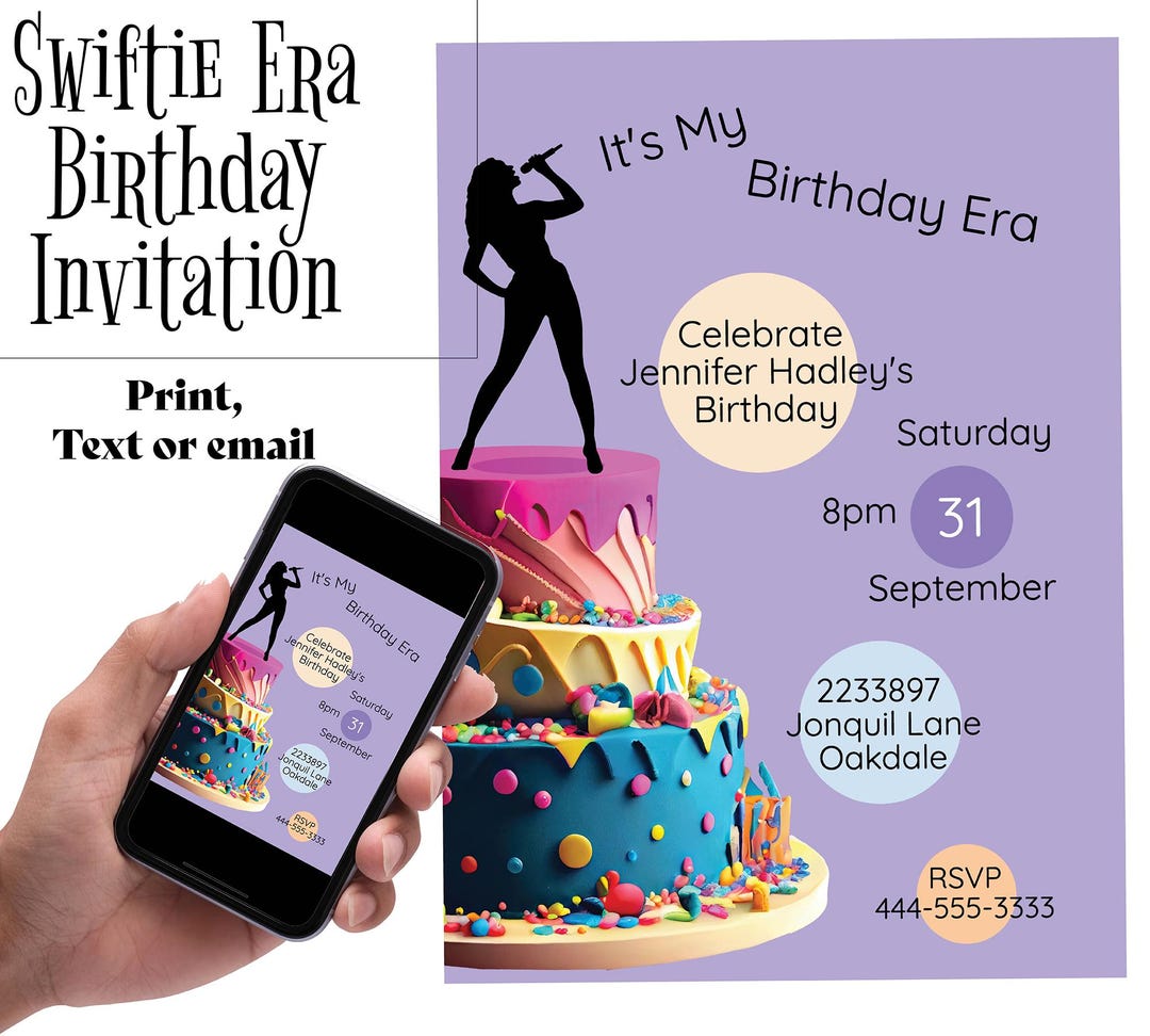 Swiftie Era Birthday Party Invitation Template Instant Download - Etsy