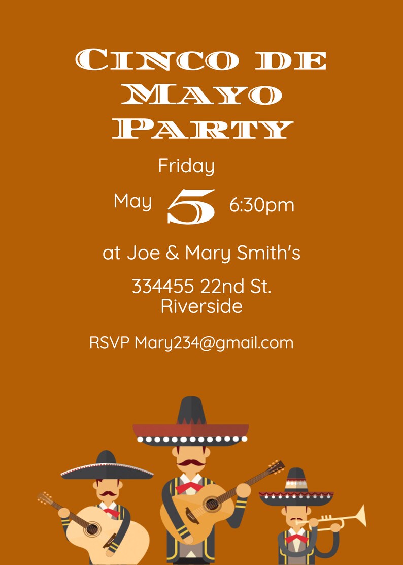 Cinco De Mayo Mariachi Band Printable, Editable Template Invitation - Etsy