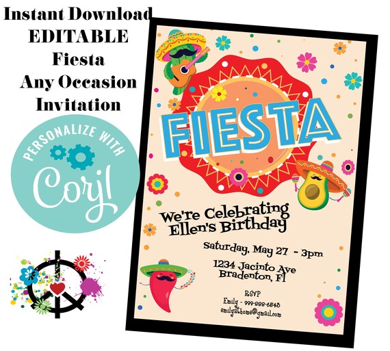 Fiesta Printable Editable Birthday All Occasion Party | Etsy
