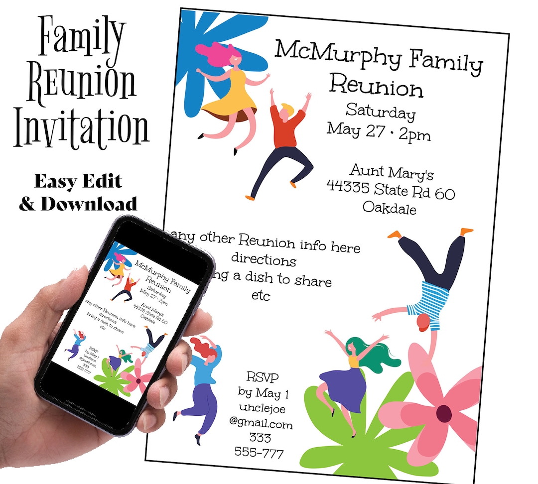 Family Reunion Celebration Invitation Template Edit and Download - Etsy