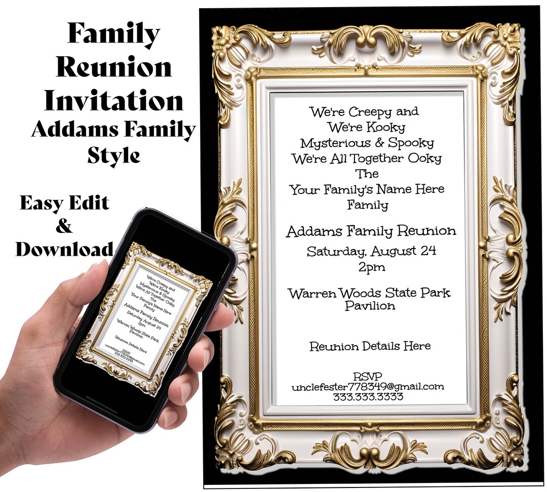 Family Reunion Invitation Addams Family Style Template Edit and ...