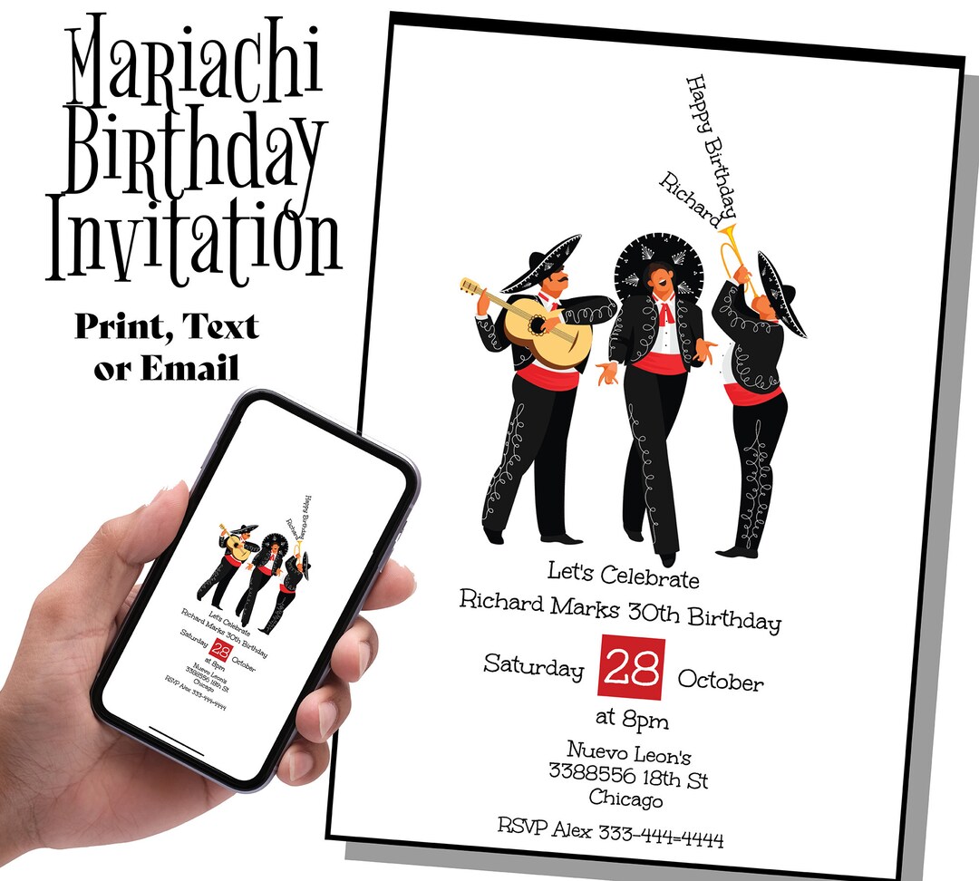 Mariachi Fiesta Birthday Party Celebration Printable Editable ...