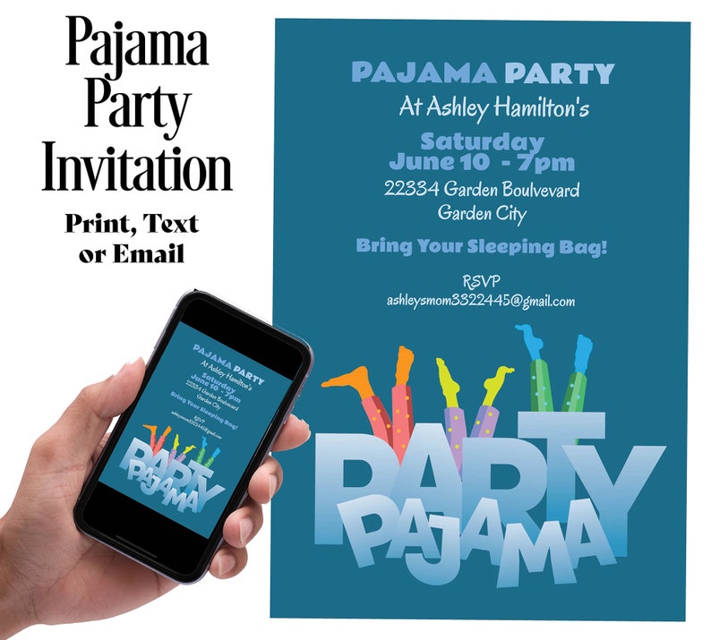 Pajama Party Slumber Party Invitation Template Edit and Download - Etsy
