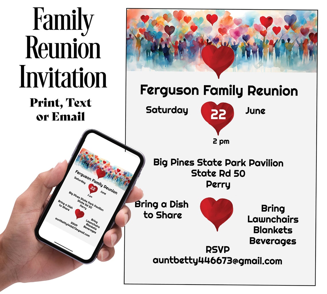Family Reunion Reunion Invitation Invitation Hearttemplate Edit and ...