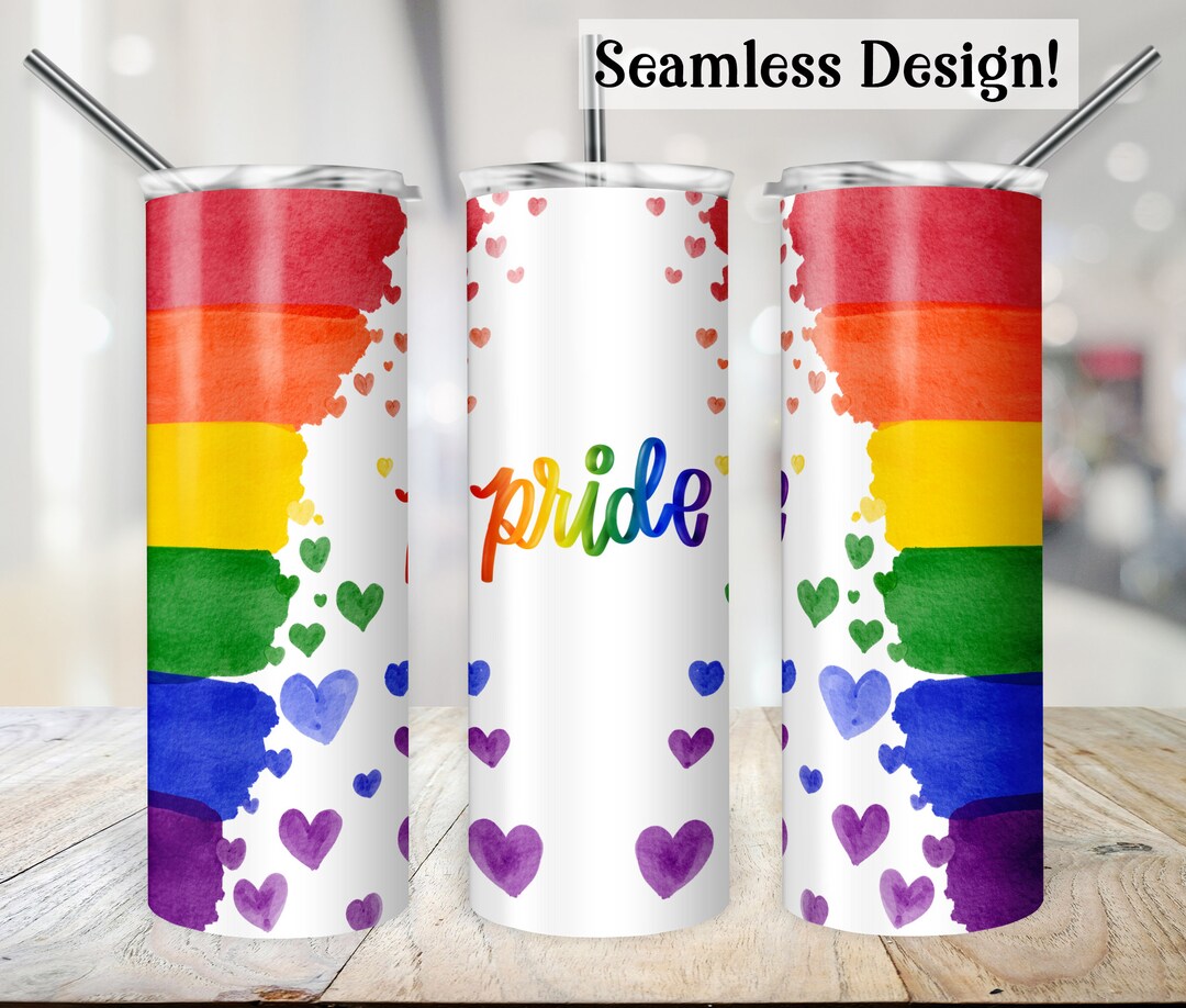 Pride Tumbler Wrap, SEAMLESS 20oz Rainbow Cup Transfer, LGBTQ PNG, 20 Oz Skinny Straight ...