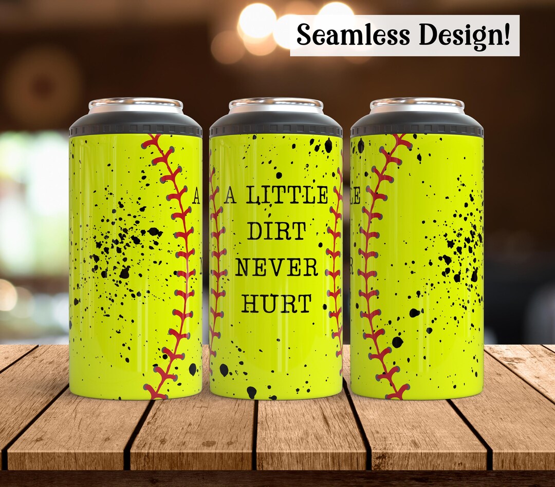 Softball 4 in 1 Can Chiller Wrap, Little Dirt Never Hurt Sublimation ...