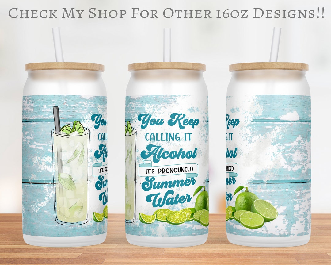 16 Oz Libbey Summer Alcohol Glass Can Tumbler Libby Summer Water Cup ...